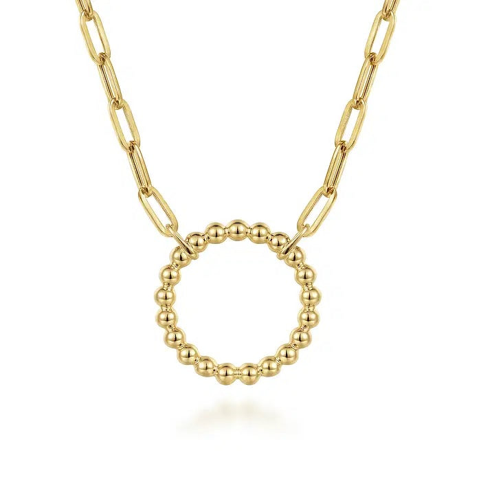 14K Yellow Gold Chain Necklace with Bujukan Circle – Saxons Diamond Centers